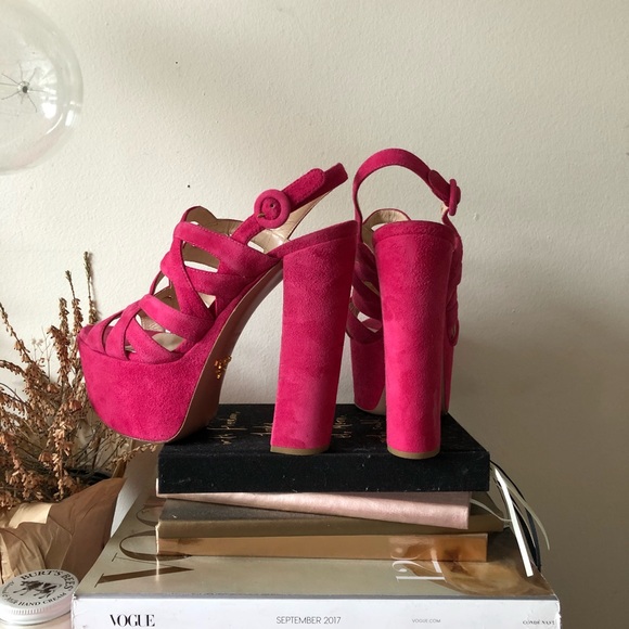 Prada | Shoes | Authentic Hot Pink Prada Platform Heels | Poshmark